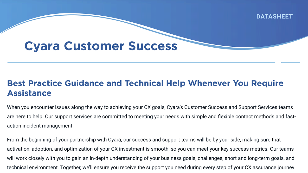 Datasheet: Cyara Customer Success — Cyara